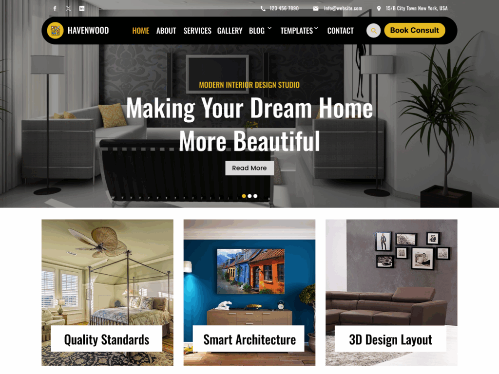 Free Interior WordPress Theme– For Modern Home Stylists