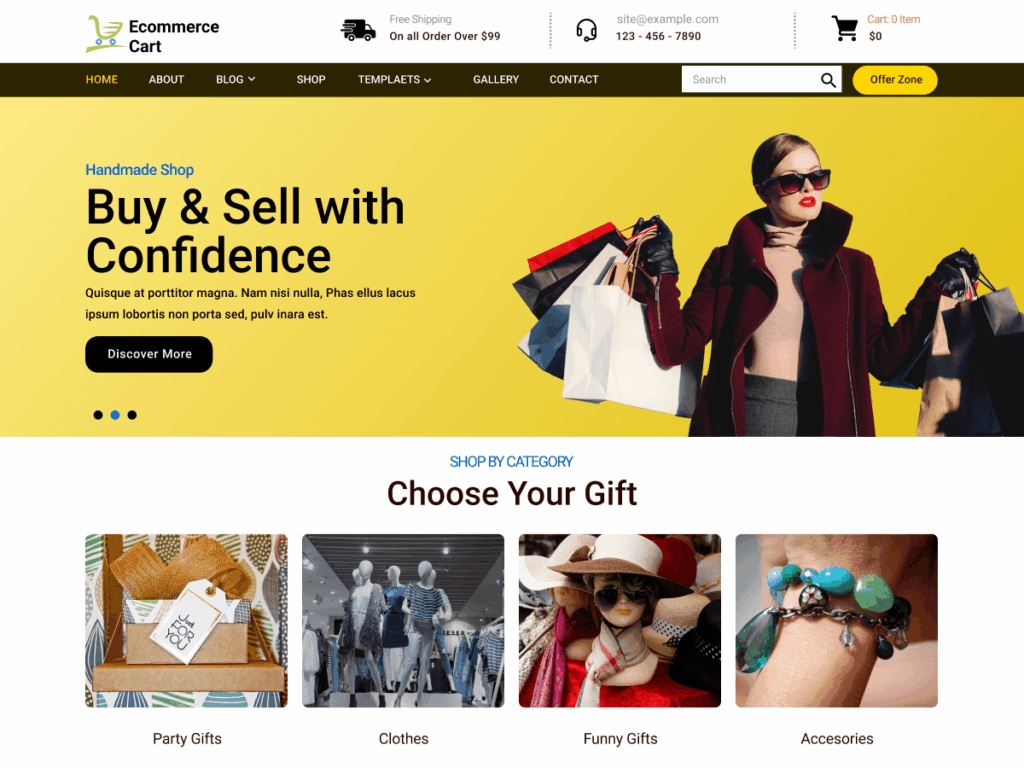 Ecommerce Gift Cart Theme for Online Stores