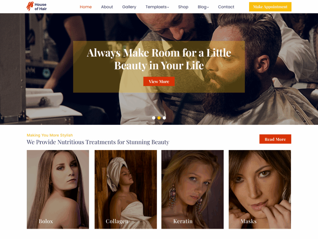 Hair Dressing WordPress Theme for Salons & Stylists