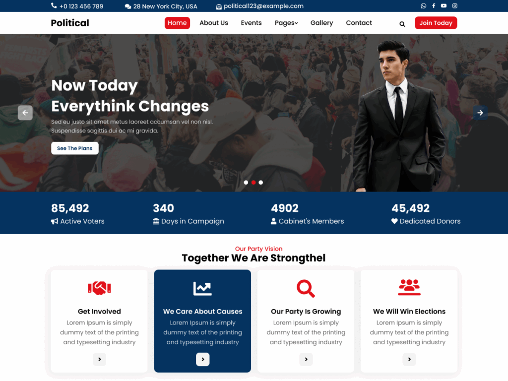 Political Campaign WordPress Theme for Politicians & NGOs